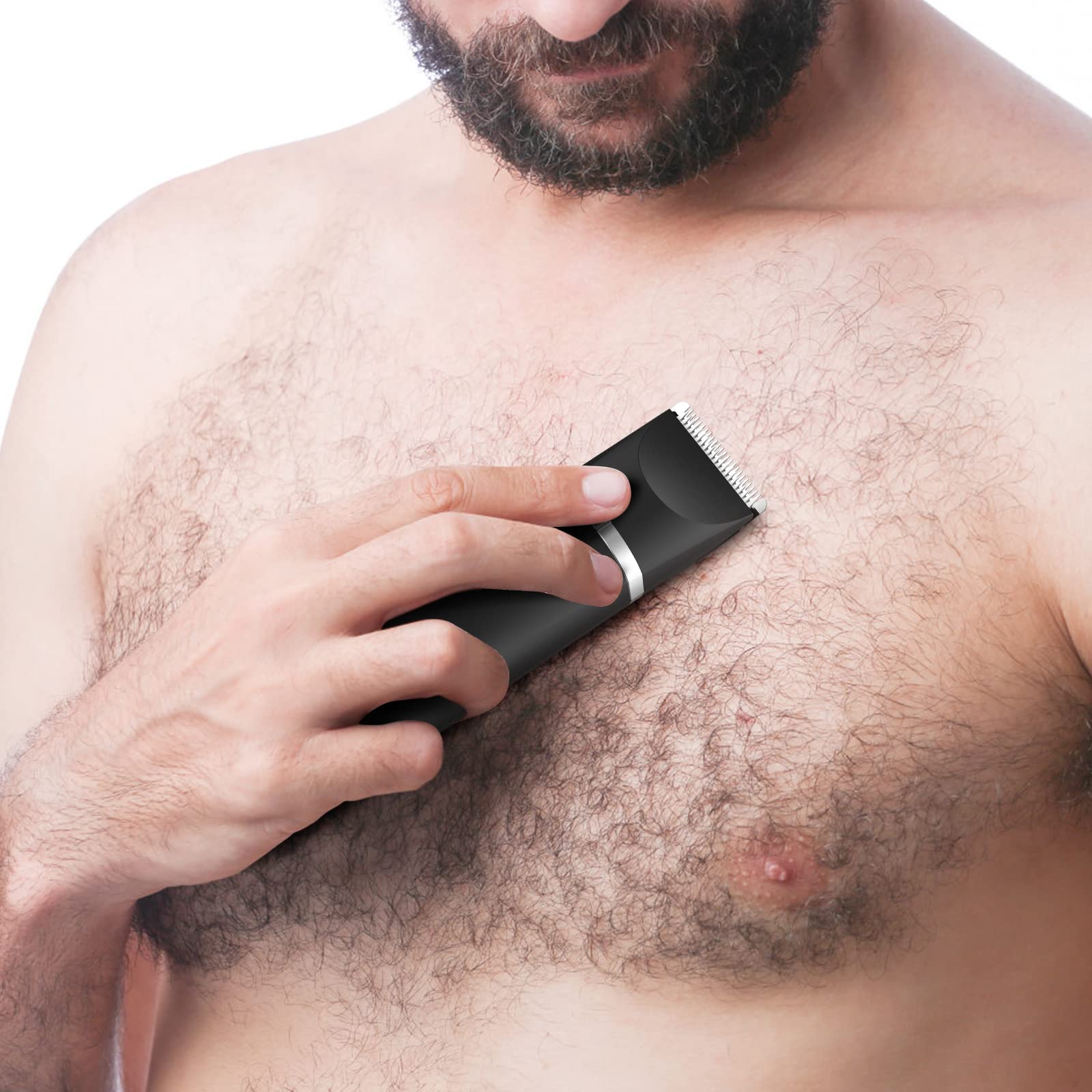 Scdom Men's Wet/Dry Body Hair Trimmer, Replaceable Ceramic Blade Heads, USB Charging, for Beard, Pubic Area, Nose