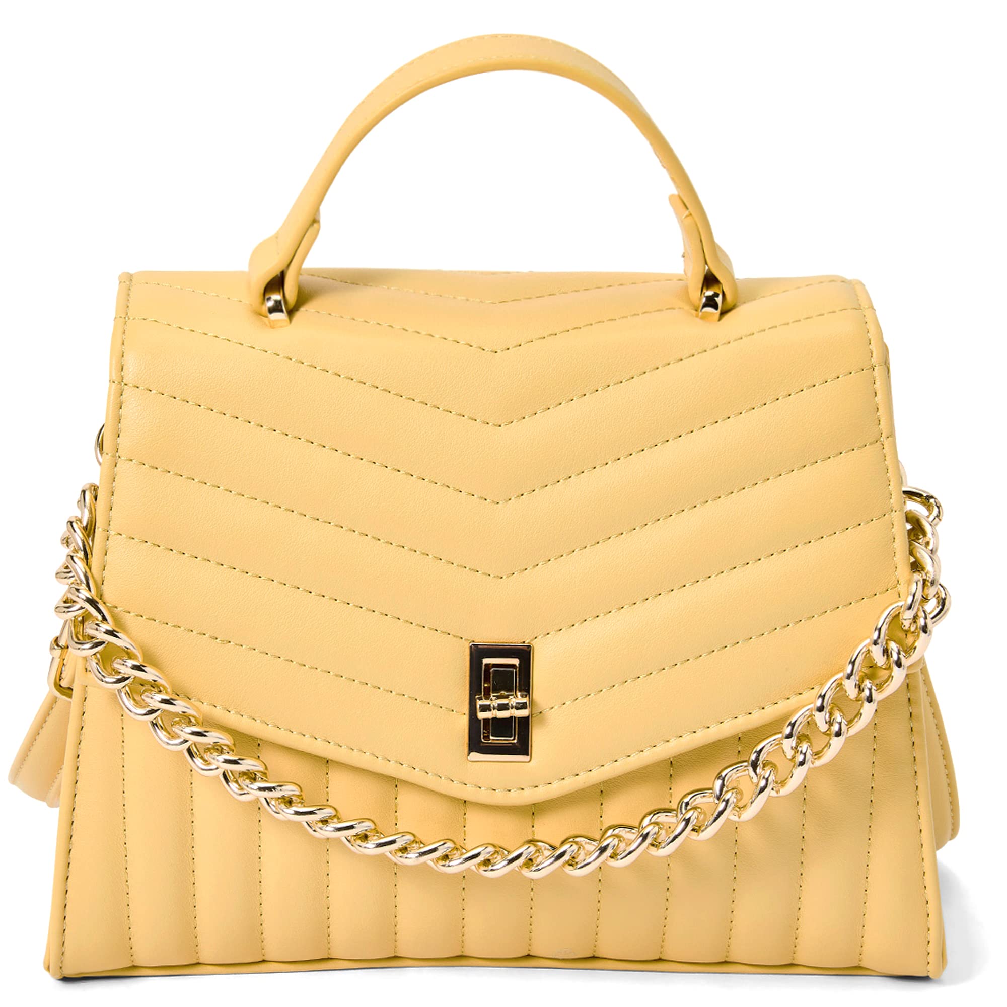 Like Dreams Classic Fashion Purses for Women Quilted Vegan Leather Satchel Top Handle Handbag (Beige)