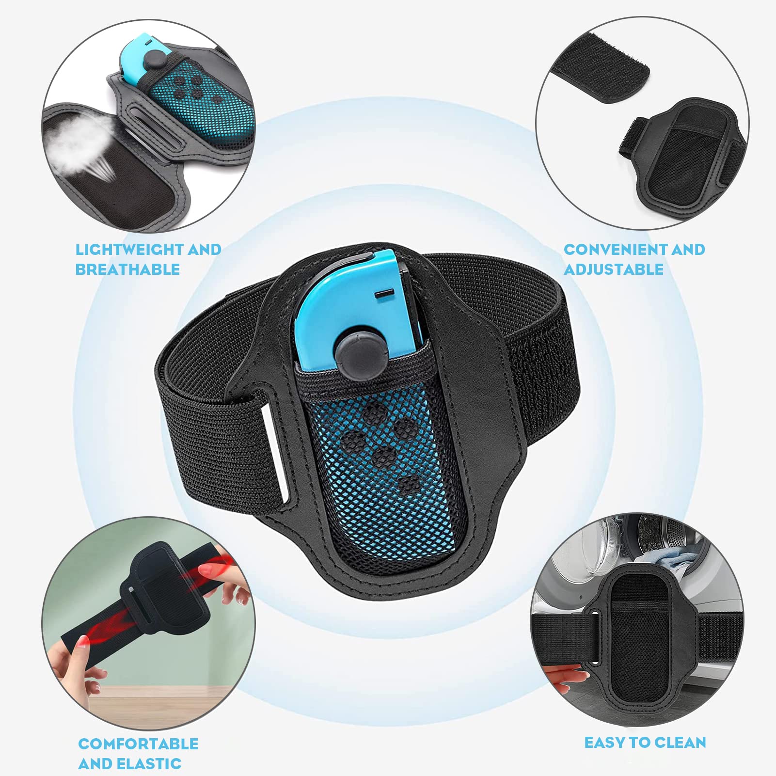 Nintendo Switch Leg Strap 4 Pack Sports Ring Fit Adventure Soccer Wii Controller Accessories Games Fitness Exercise Workout Package Bundle Oled Workout Adjustable Elastic Size For Adults & Children