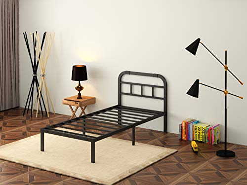 ZIYOO Twin XL Bed Frame with Headboard, 3000LBS Heavy Duty Platform Mattress Foundation/Box Spring Replacement, 14 Inch Height Metal Bed Frame