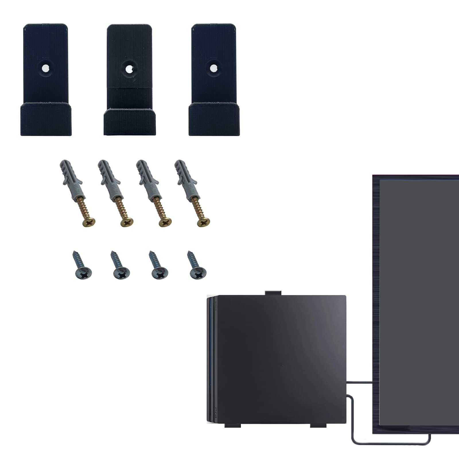 Onyehn Wall Mount Holder(Carbon Fiber) on Wall Space for Cooling for PS4 Console with Screws Mount Behind TV for PS4 Accessories (PS4)