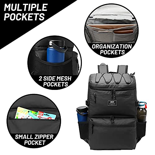 MIER Insulated Cooler Backpack Leakproof 2 Compartment Back Pack Cooler Bag Large Waterproof Lunch Backpack with Coolers for Men Women to Work Beach Picnics Camping Hiking, Double Deck (25 L, Black)