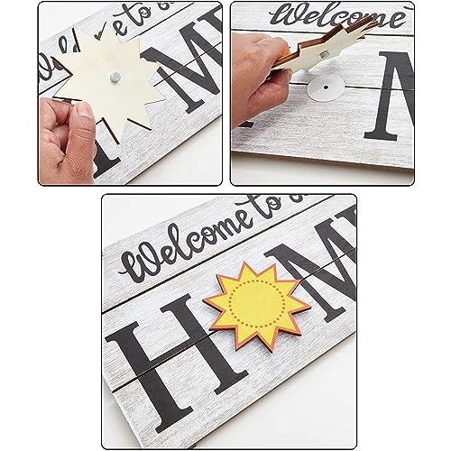Juvale Interchangeable Welcome Home Sign, Wood Grain Hanging Wall Decor (16 x 9 in, 8 Pieces)