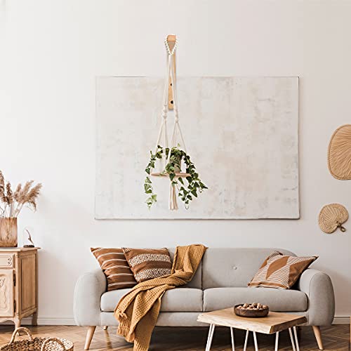 Perfin Wooden Wall Hooks, Plant Hangers Indoor, 8-Inch Wall Mounted Hanging Plant Hooks for Planters, Lanterns, Flower Bracket, Wind Chimes, Decoration Hooks (2 Pack)