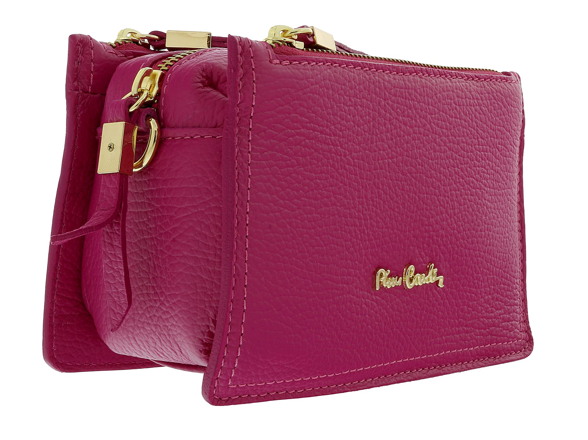 Pierre Cardin Fuschia Leather Small Structured Square Crossbody Bag for womens