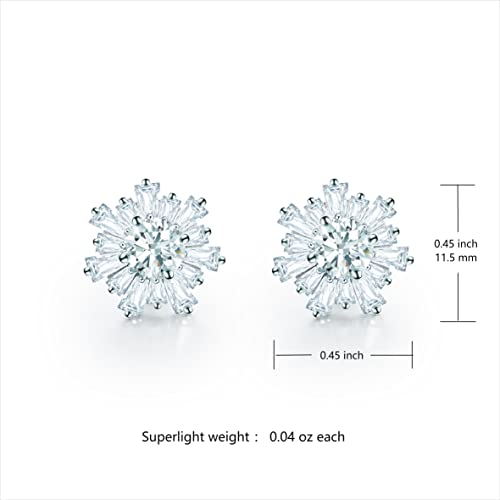 missaqua Chic Snowflake Sterling Silver Clear Cubic Zirconia Stud Earrings Jewerly Gift for women