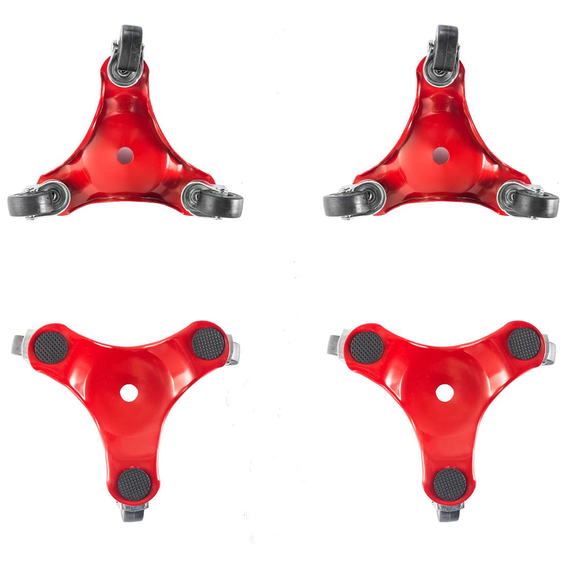 HutHomery 6" Steel Tri-Dolly, 200lb Load Capacity, 3 Wheel Mover's Dolly for Moving Furniture & Appliances in Home, Office or Warehouses, 4 Pack