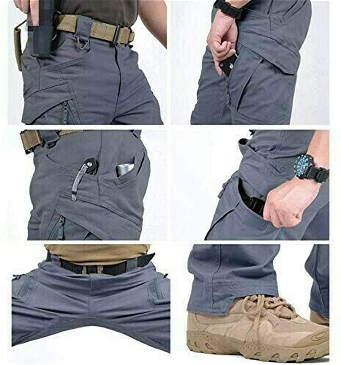 LELEBEAR 2021 Upgraded Tactical Waterproof Pants, Mens Waterproof Hiking Tactical Trousers for Combat Outdoor Hiking (Gray, XX-Large)