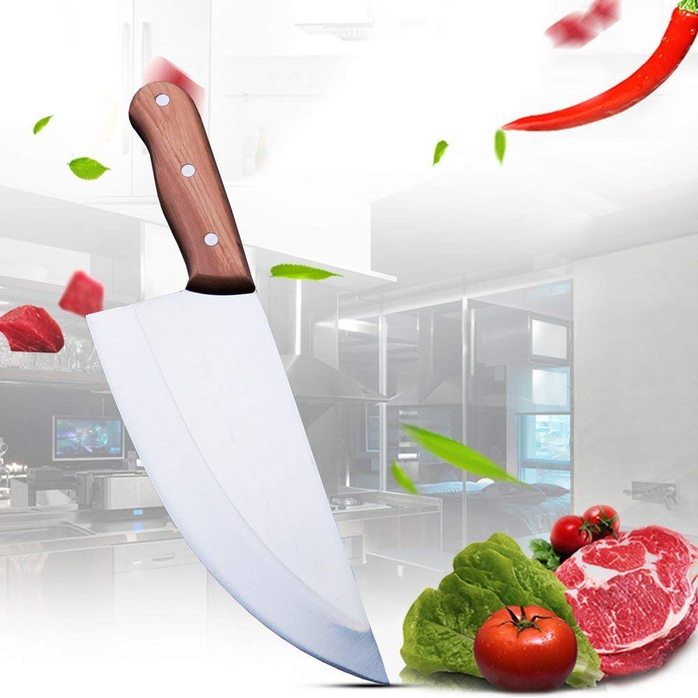 KOFERY 8-Inch Blade Handmade Forged Stainless Steel Butcher Knife Full Tang Big Meat Cleaver