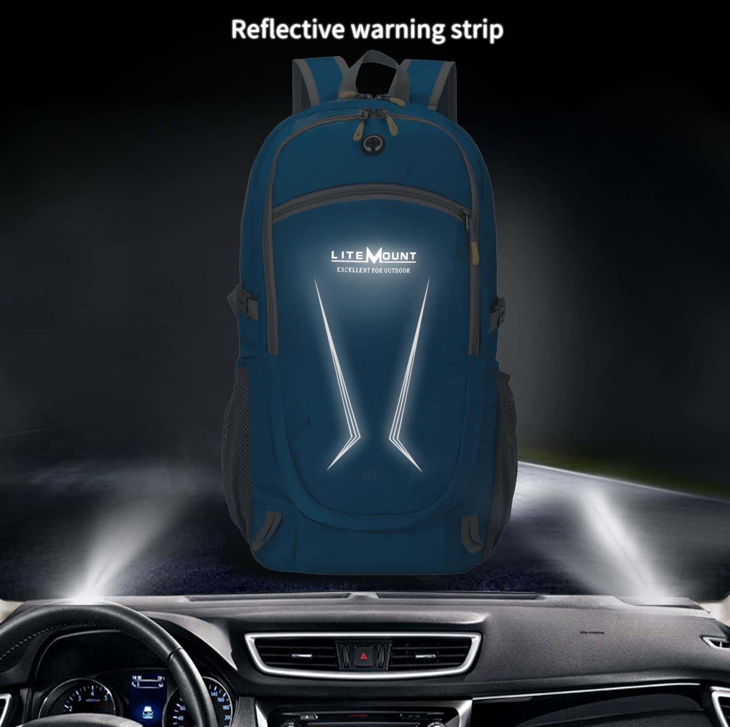 LITEMOUNT Lightweight Packable Backpack, Hiking Backpack, Outdoor Travel Daypack (Blue)