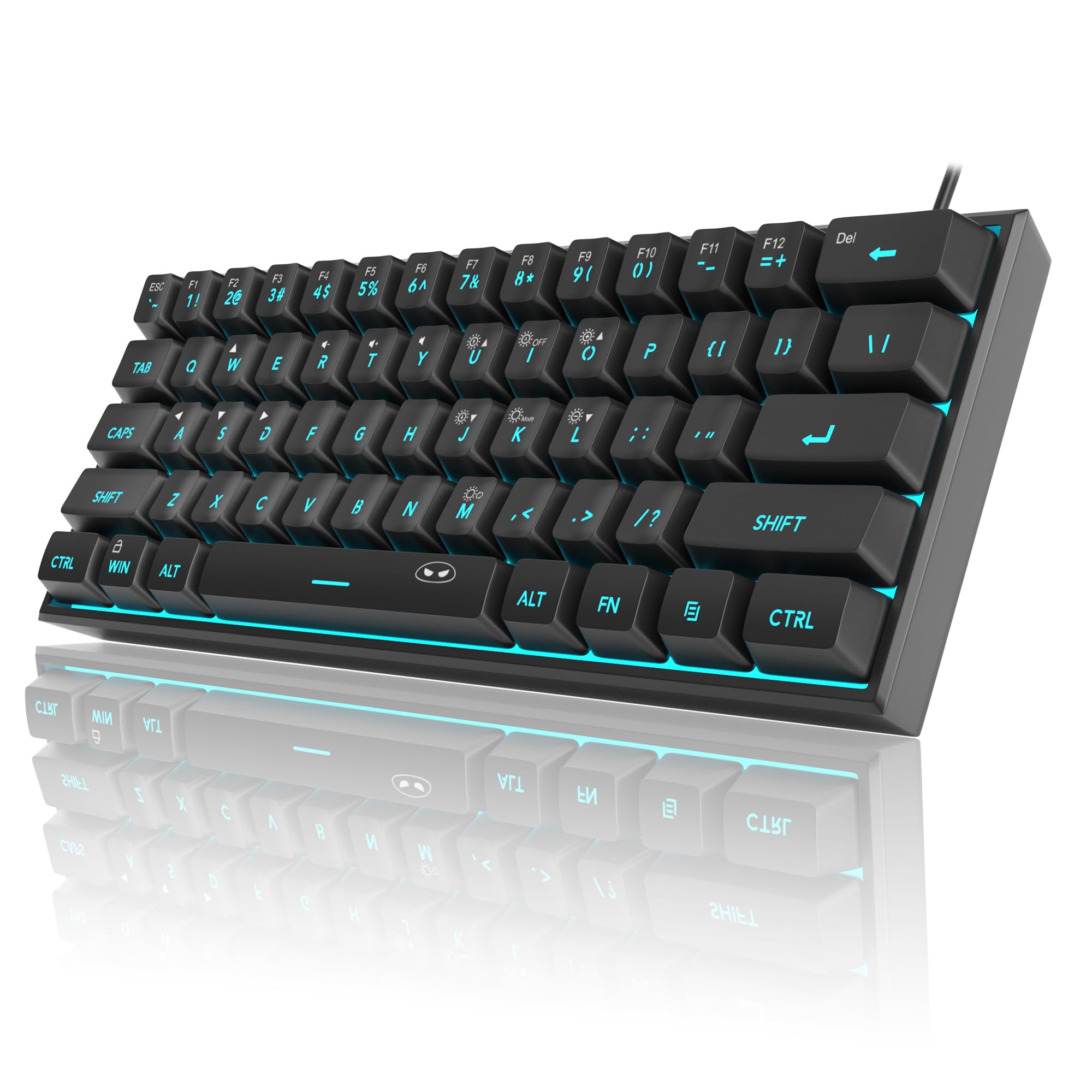 MageGee TS91 Mini 60% Gaming/Office Keyboard,Waterproof Keycap Type Wired RGB Backlit Compact Computer Keyboard for Windows/Mac/Laptop (White Pink)