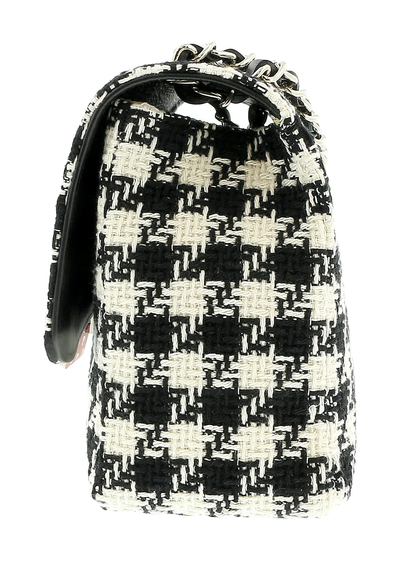 Pierre Cardin Medium White Tweed Medium Curb Chain Shoulder Bag for womens