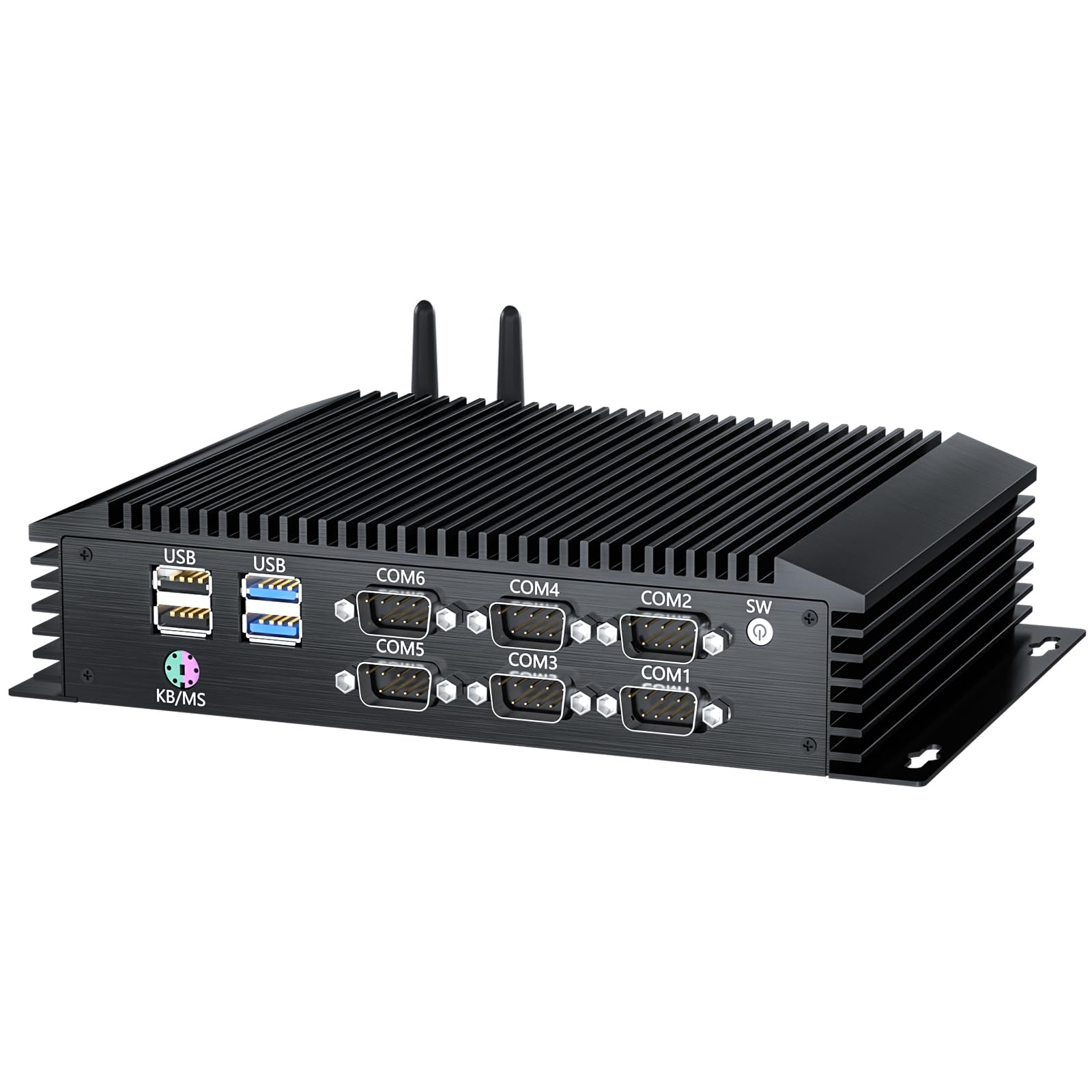 Kinupute Fanless Industrial PC, Mini Desktop Computer i7-7510U, Windows 10 Pro, 16G DDR4, 256G Msata SSD, Dual 2.5G LAN, 6xCOM RS232/RS485, HDMI/VGA, WiFi 5/BT4.0, Auto Power On, Full Metal Case