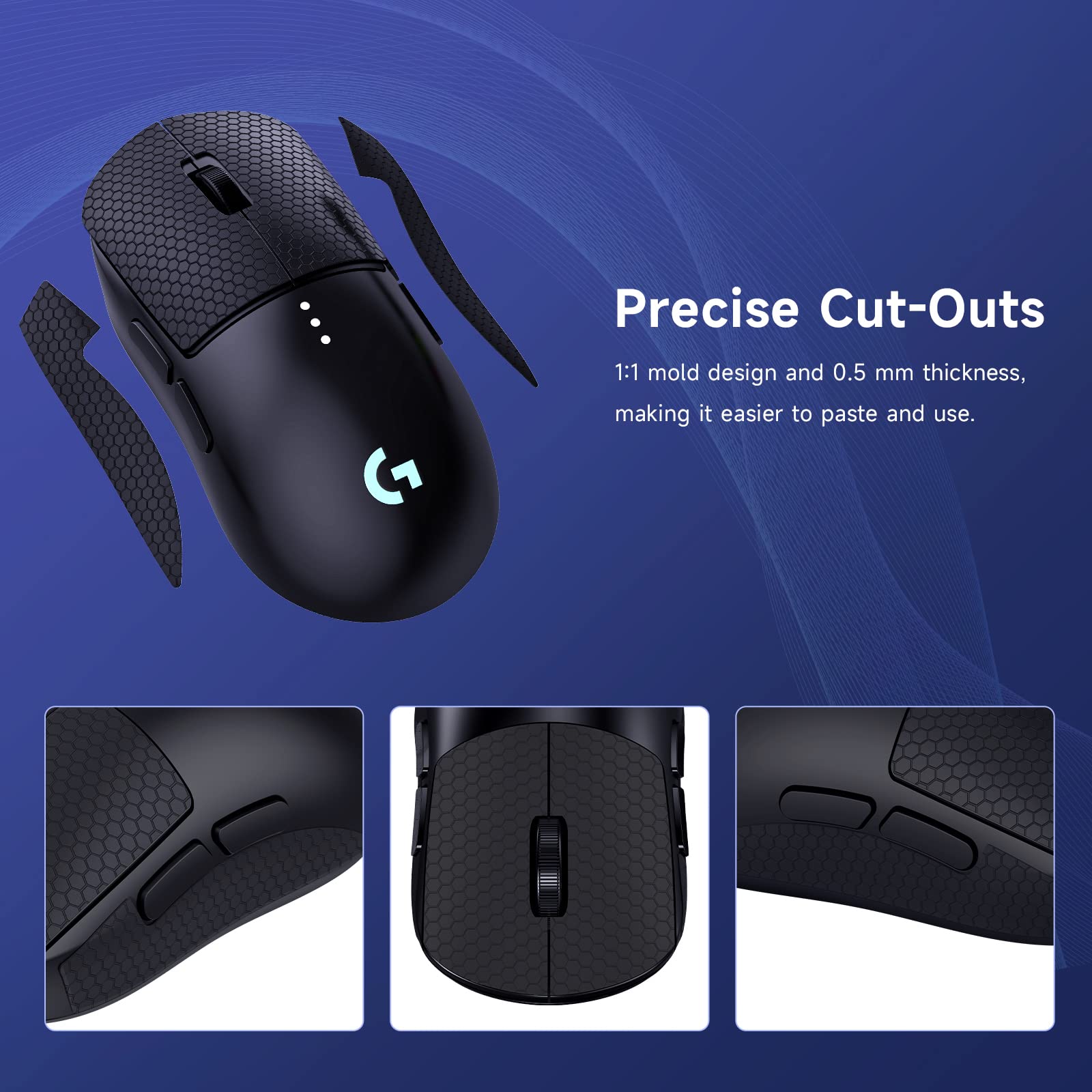 JINGDU Gaming Mouse Anti Slip Grip Tape and Mouse Feet Set Compatible with Loogitech 305 LIGHTSPEED Wireless Gaming Mouse, Gaming Mouse Skin with Mouse Feet, Mouse Anti Sweat Grip, Black X