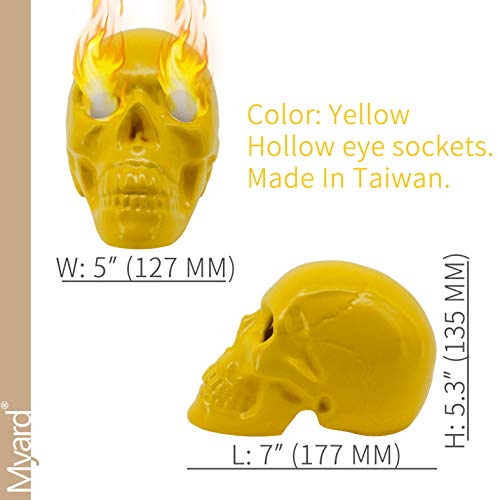Myard Glaze Enamel Ceramic Fireproof Fire Skull Log for Gas or Wood Fireplace Fire Pit Campfire Bonfire Halloween Horror Decor (Qty 1, Yellow)