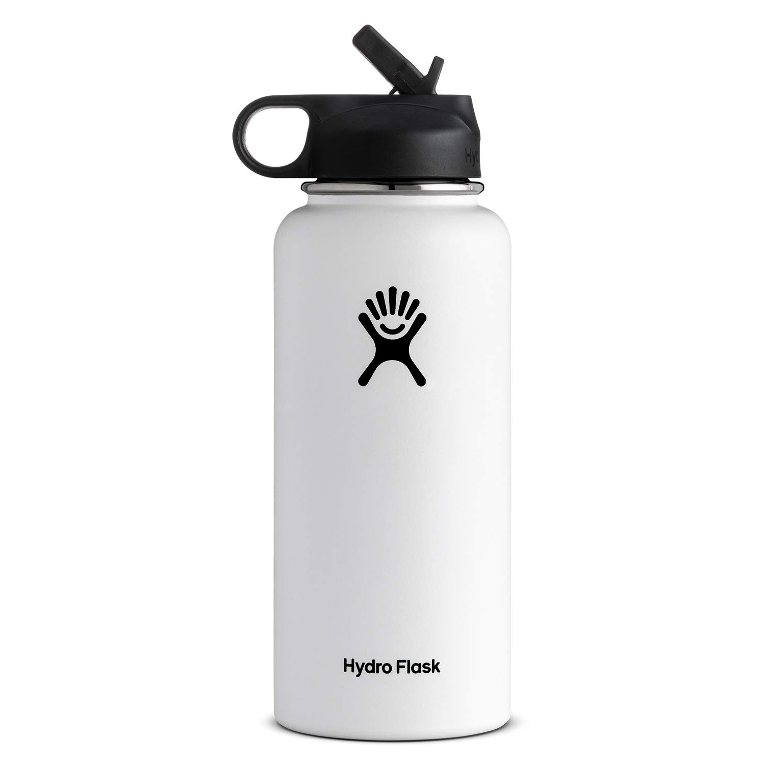 Hydro Flask Vacuum Insulated Stainless Steel Water Bottle Wide Mouth with Straw Lid (White, 40-Ounce)