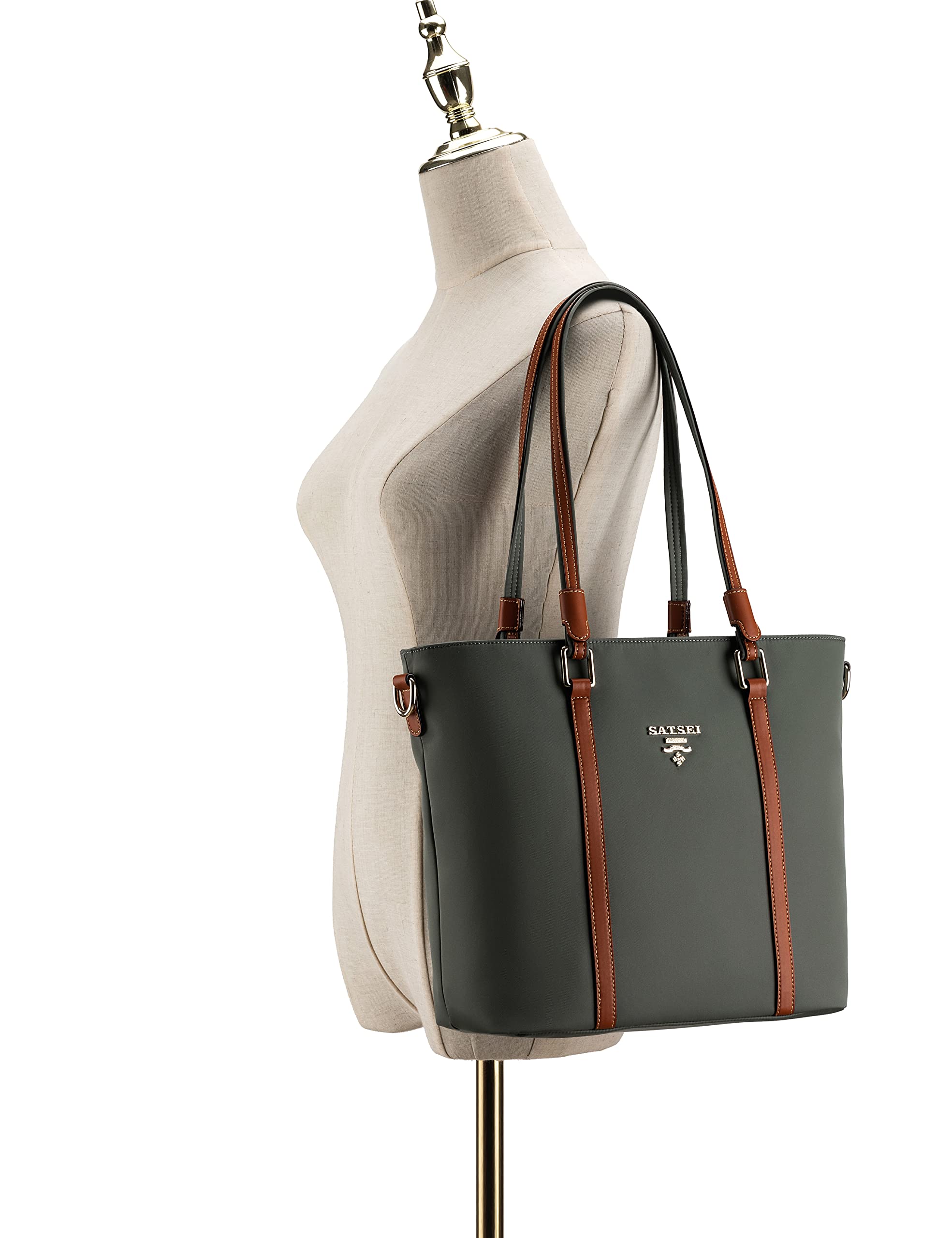 SATSEI Tote Bag Stylish Shoulder Bag Nylon Work Tote Bags,Slim Business Ladies Work Shoulder Bag