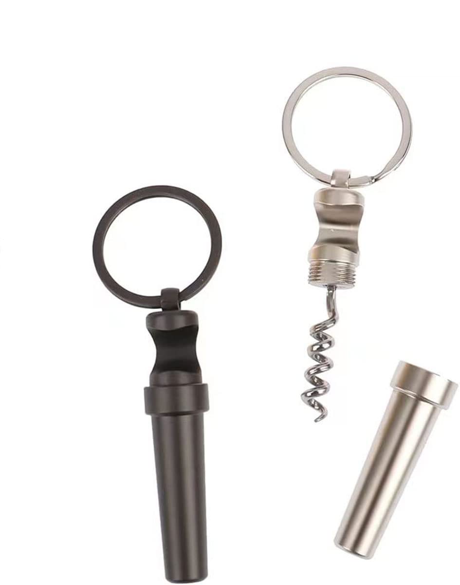 Mini Key Ring Wine Opener, Ultimate Keychain Corkscrew Tool, Emergency Travel Cork Wine Opener (Silver)