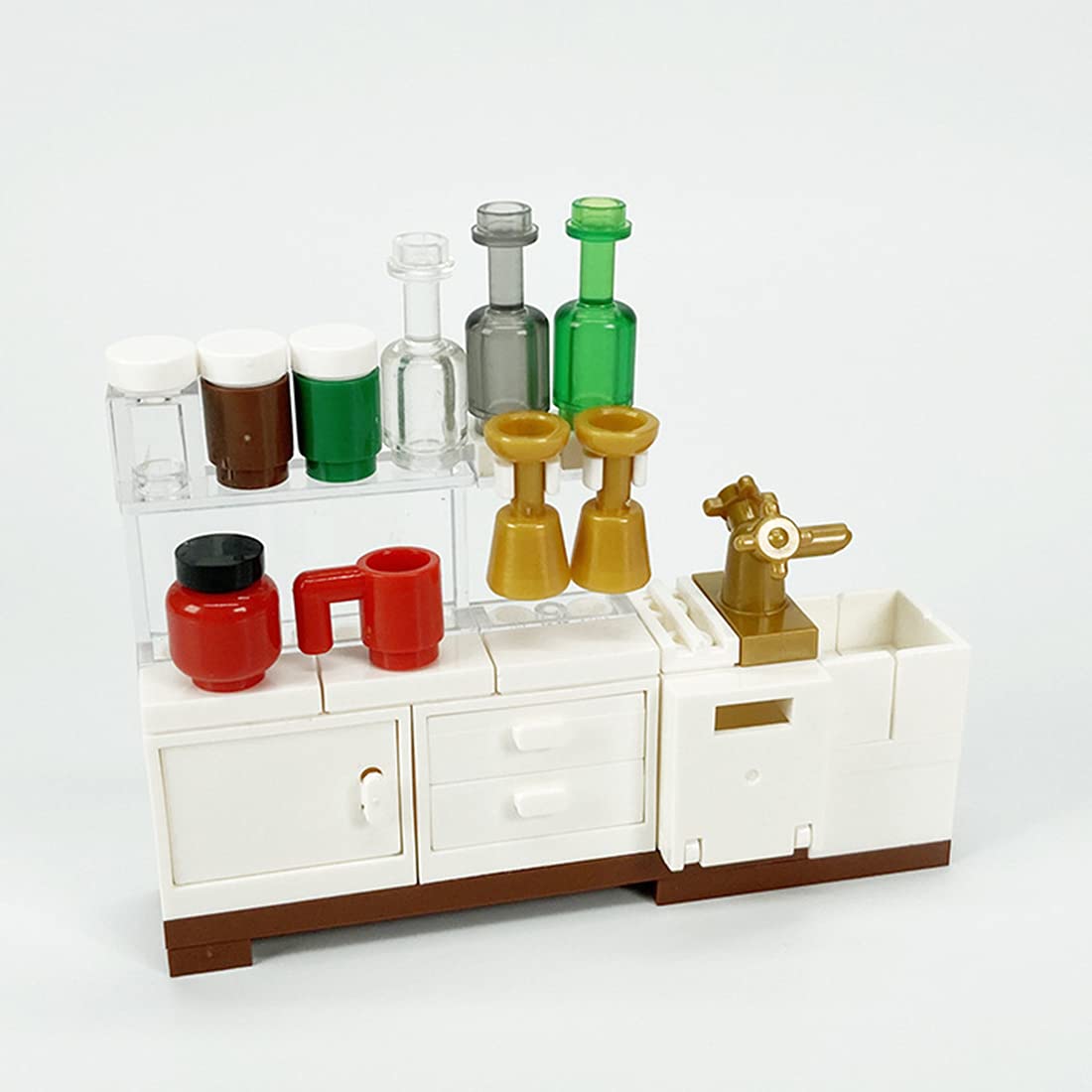 Ottima Coffee Machine Building Kit Kitchen Set, DIY Assembly Tableware Kitchen Cabinets Building Models for Kids Adults Compatible with Lego Ideas