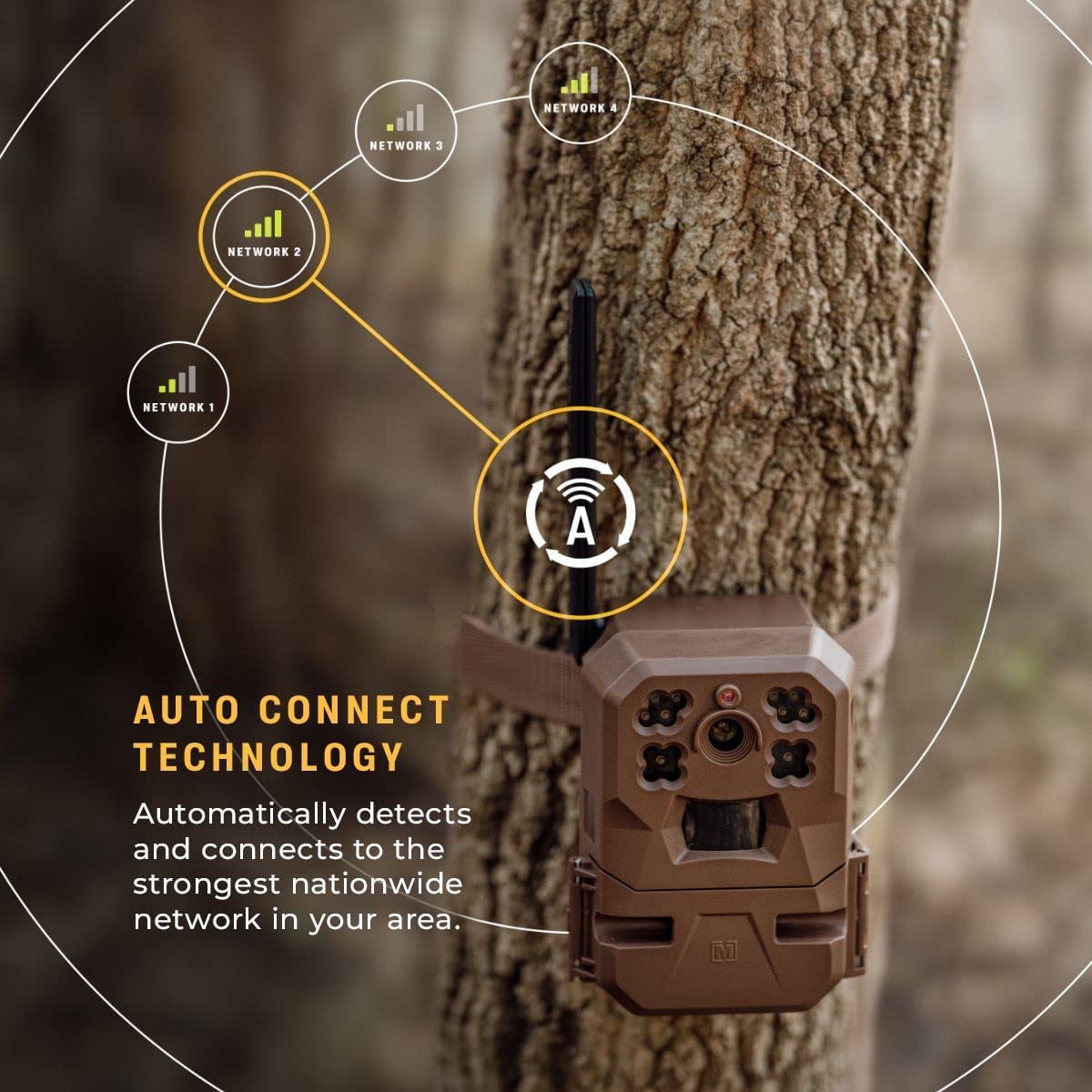 Moultrie Mobile Edge Cellular Trail Camera | Nationwide with Six Foot Steel Reinforced Strap