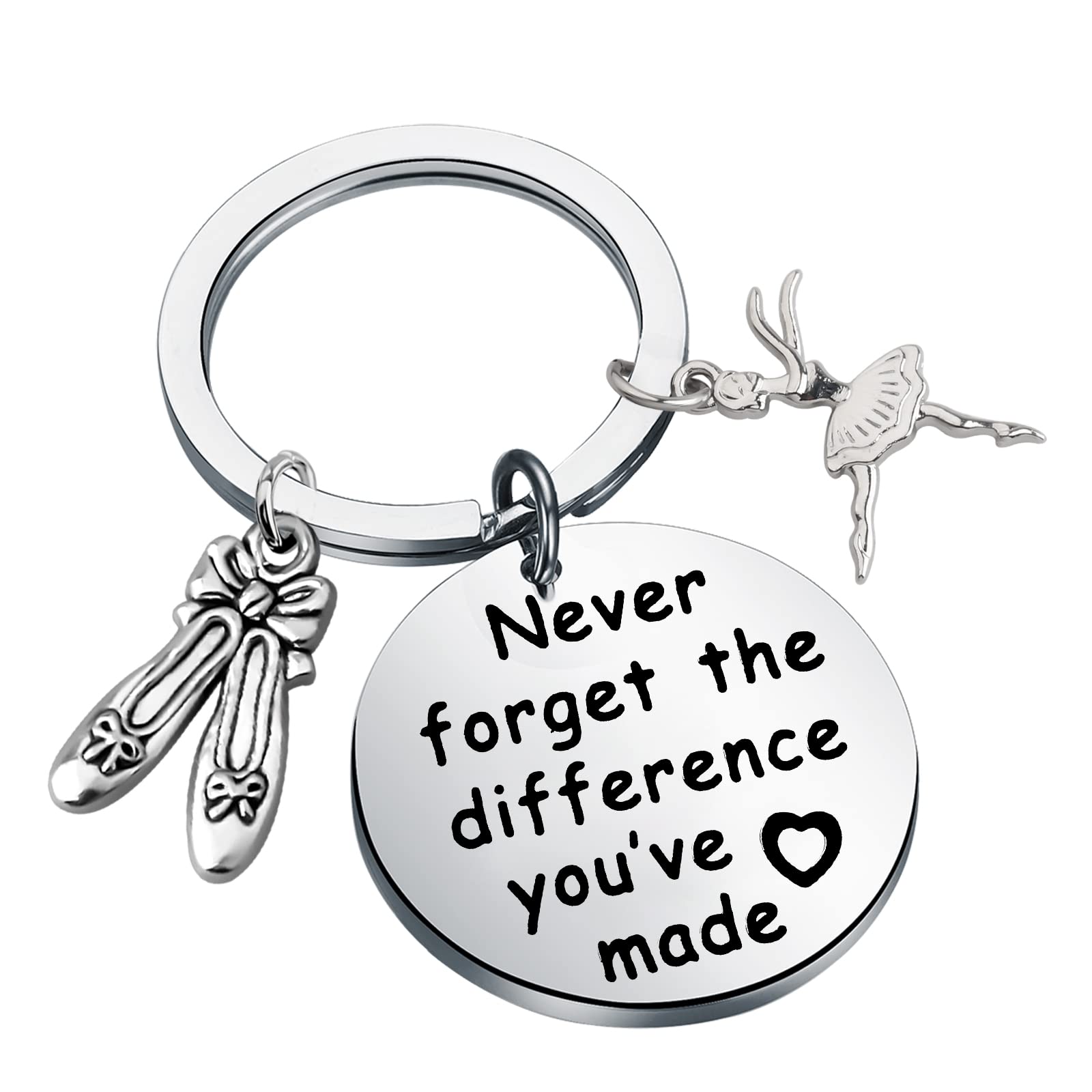 MYOSPARK Dance Keychain Ballet Dancing Gifts Dance Team Jewelry Dance Recitals Gift Never Forget The Difference You’ve Made (Ballet difference KC)