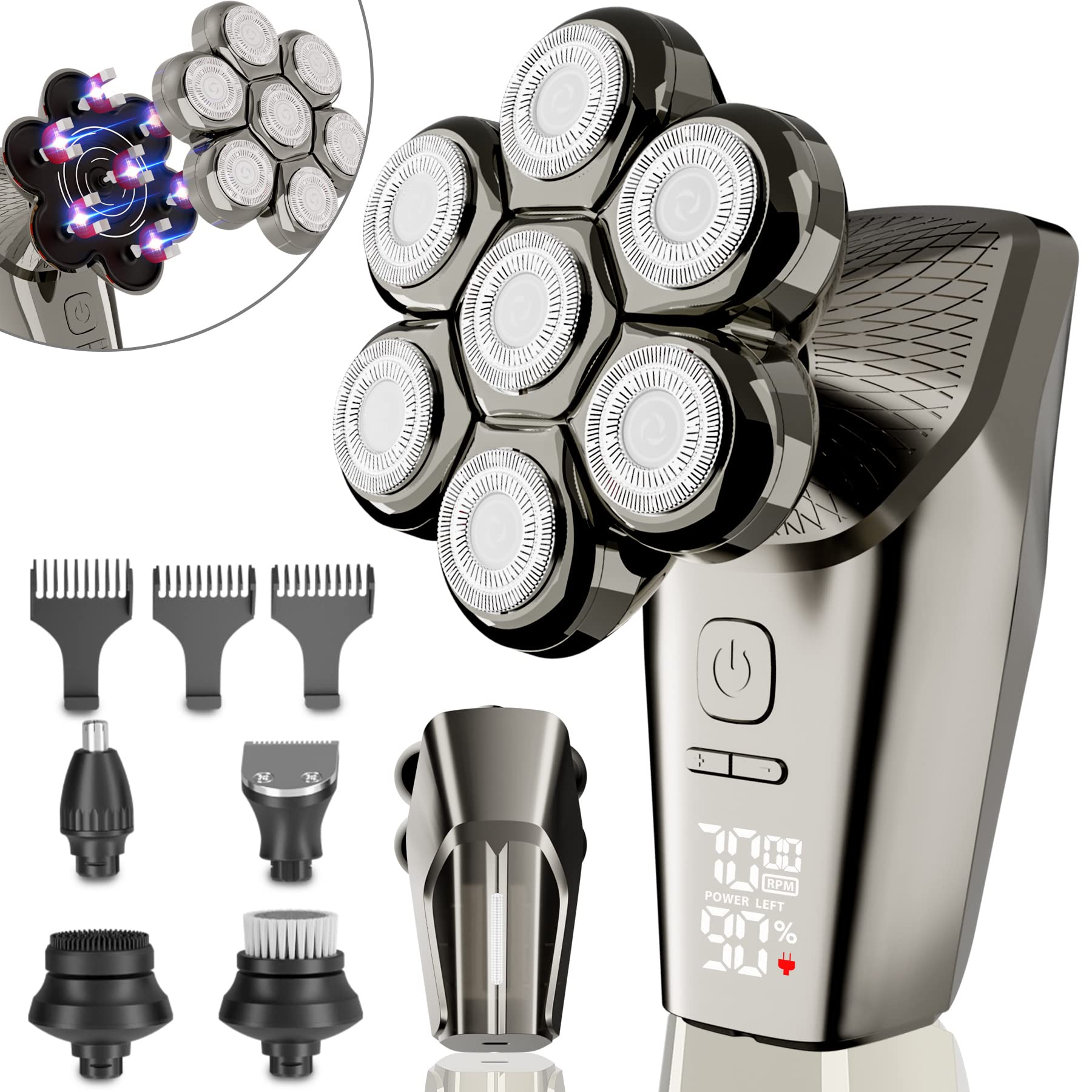SEFON Bald Shaver 7D Upgrade Folating Head Razor for Mens, Head Shavers for Bald Men with Nose Hair Trimmer, Waterproof, Cordless