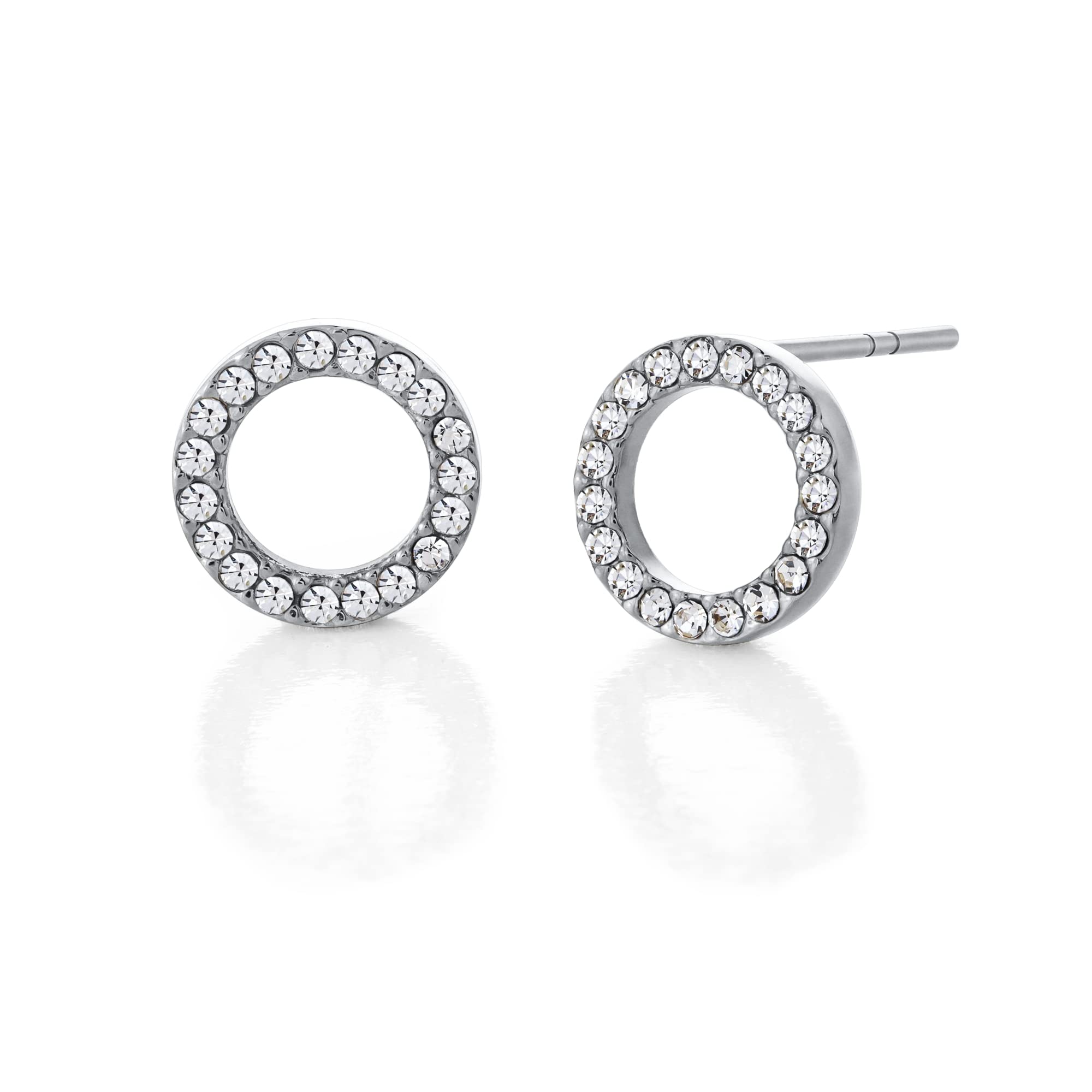Limerencia G23 Pure Titanium Hypoallergenic Earrings, F136 Implant Grade Titanium Studs Suitable for Sensitive Ears Delicate Jewelry (Circles, Silver)