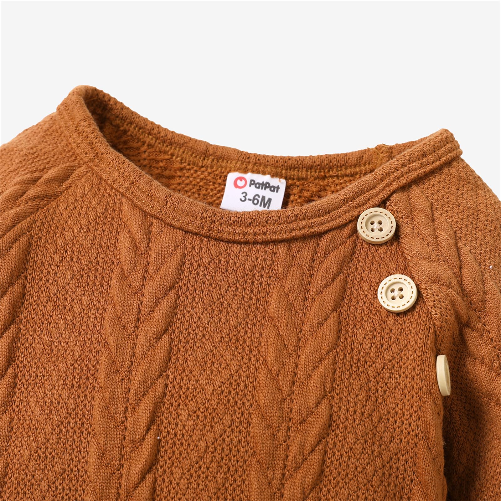 PATPAT Infant Baby Romper Long Sleeve Solid Cable Knit Sweater Jumpsuit One-Piece Outfit for Boys and Girls