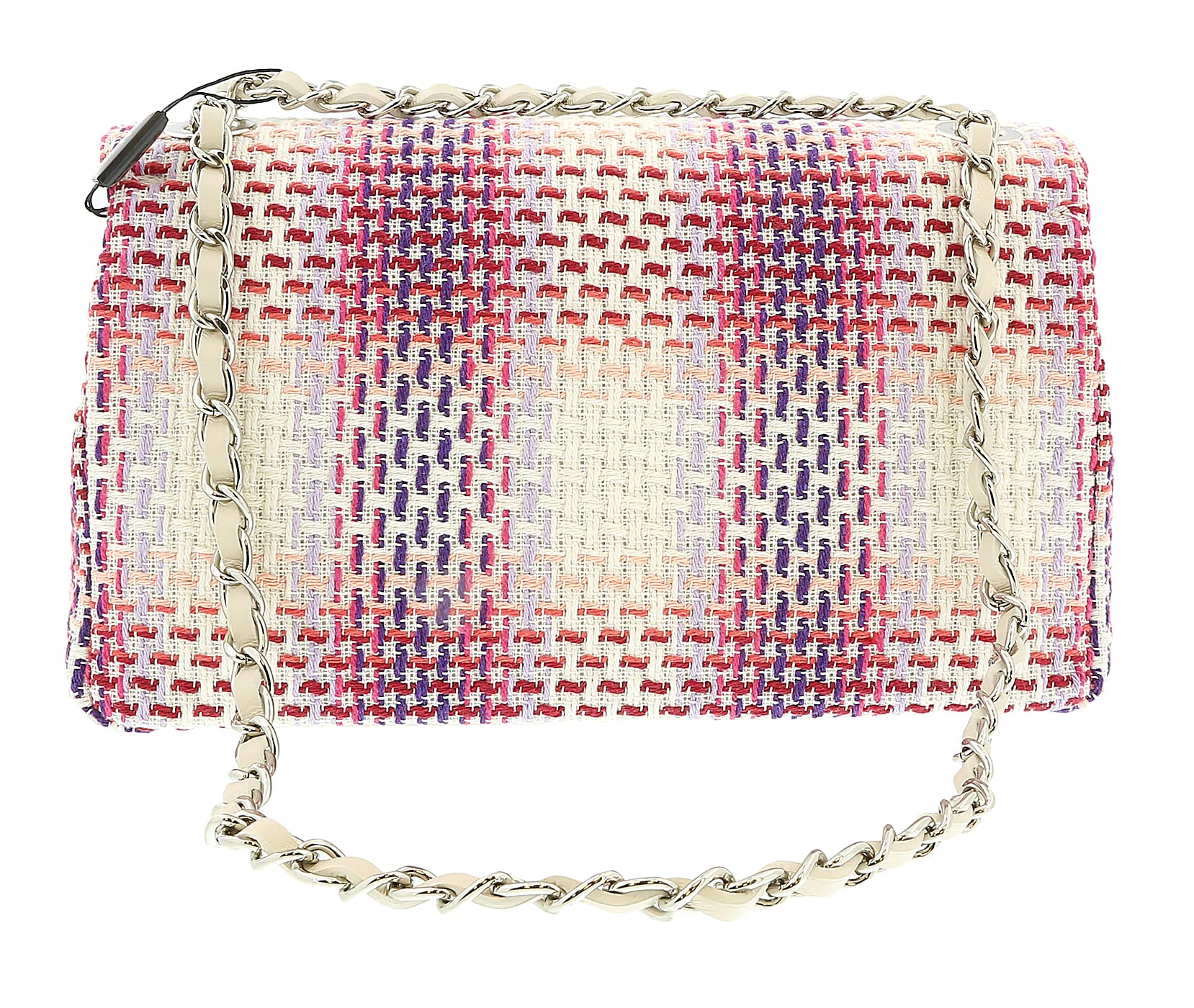 Pierre Cardin Medium Pink Tweed Medium Curb Chain Shoulder Bag for womens