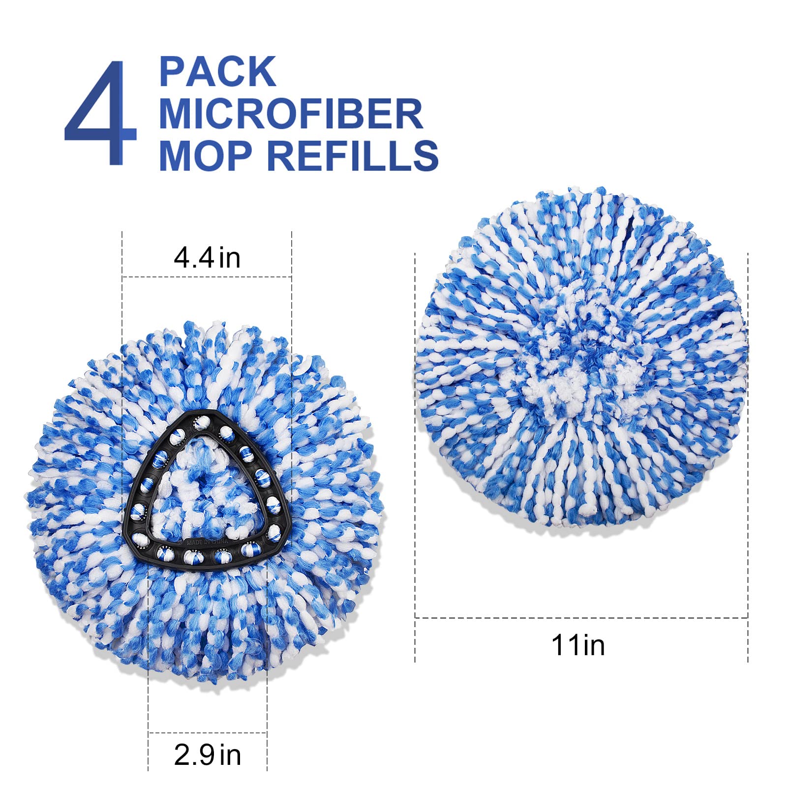 RinseClean Spin Mop Refills for 2-Tank System Triangle Mop, Compatible with Cedar O Mop, Microfiber Mop Head Replacement Easy Cleaning Mop for Floor Cleaning