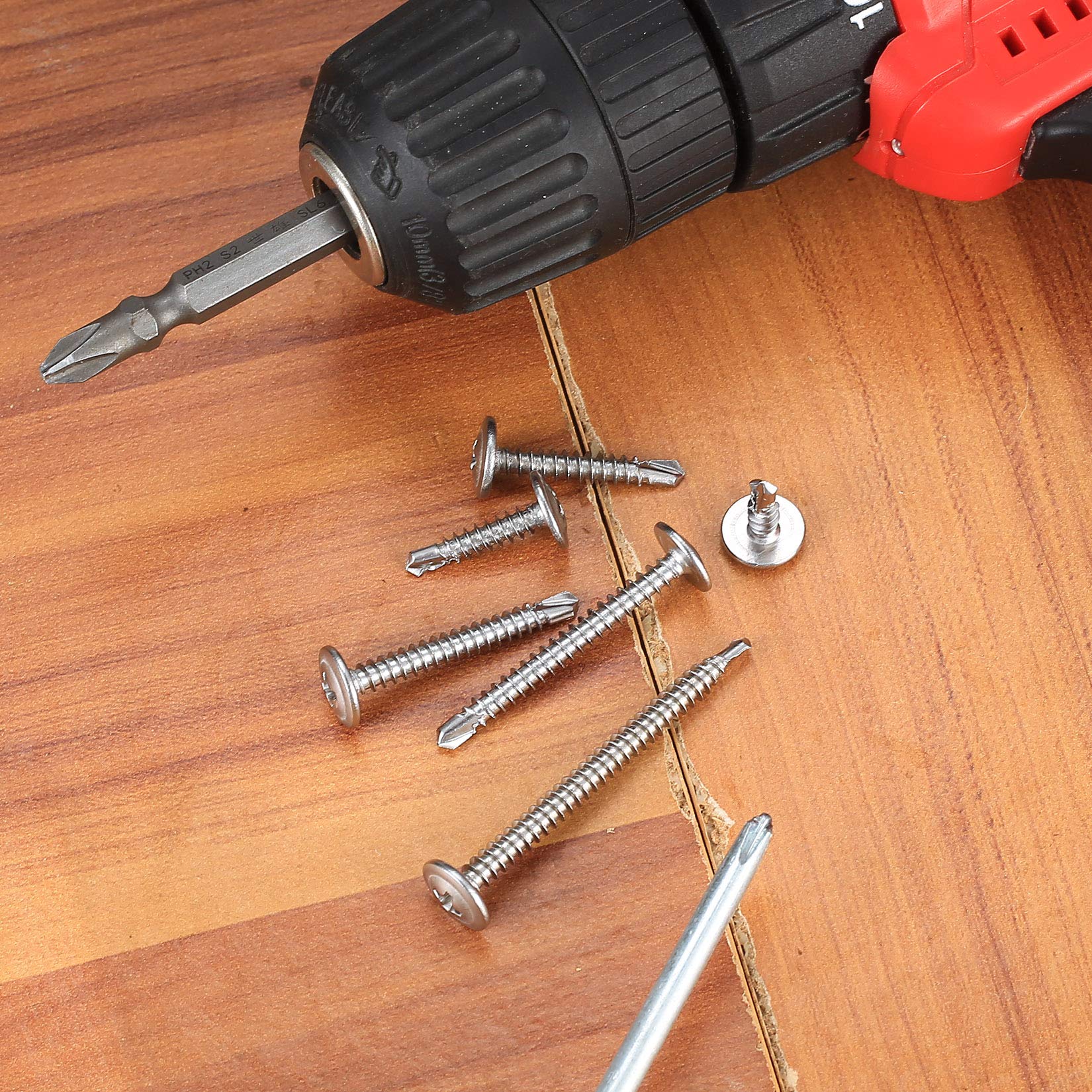 Self Tapping Screws for Sheet Metal, 210 Pcs Self Drilling Screws, Phillips Truss Head Self-Drilling Tek Screws Assortment Kit, Sheet Metal Screws - 1/2", 3/4", 1", 1-1/4", 1-1/2", 2"