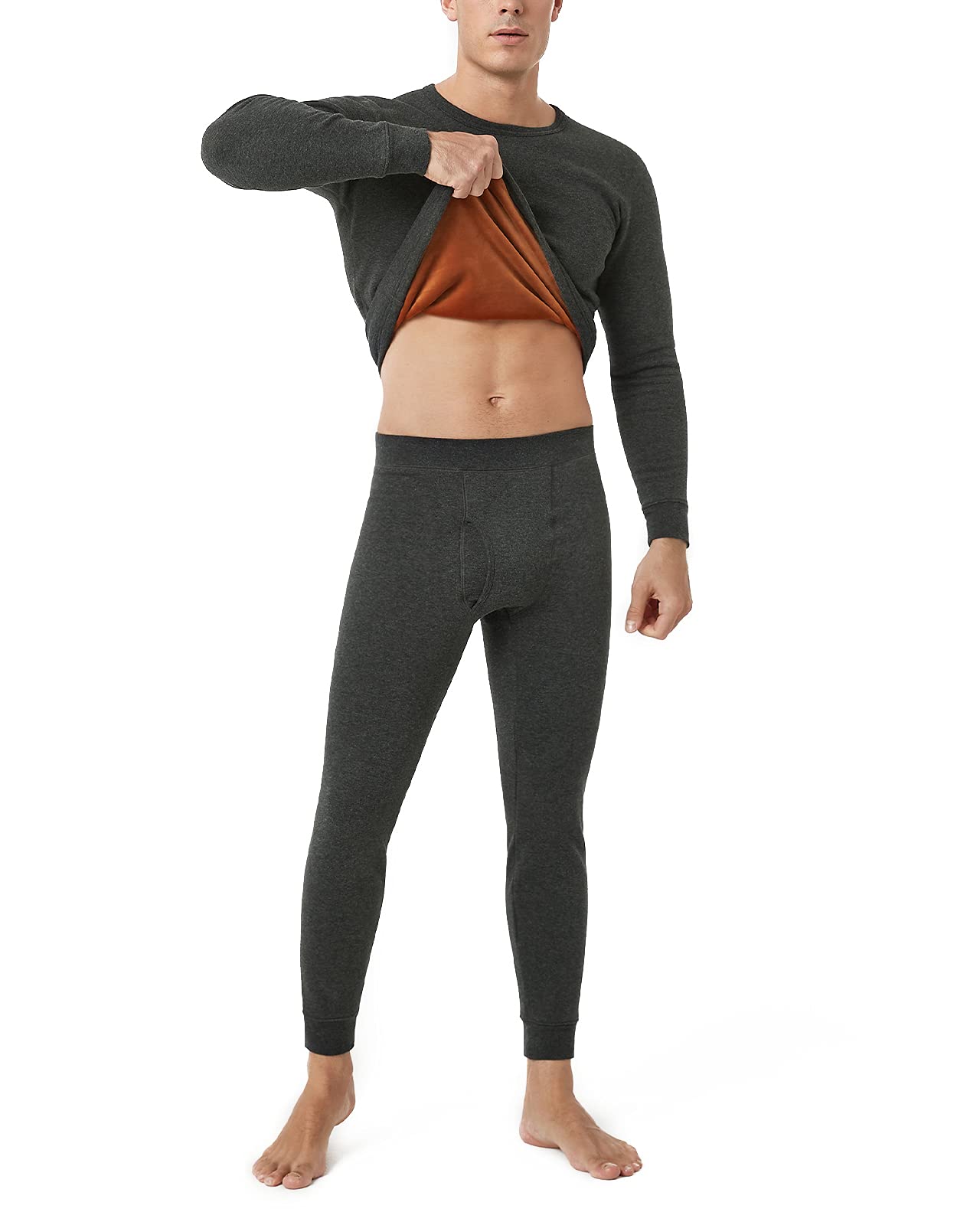 LAPASA Men's Ultra Heavyweight Thermal Underwear Set Extreme Cold Weather Base Layer Top Bottom Fleece Lined Long Johns M63 Medium Dark Grey