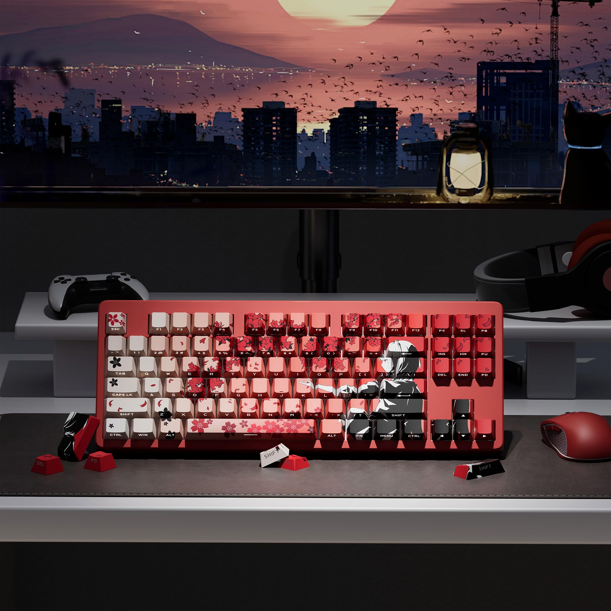 PBT Keycaps 143 Keys Honey keycaps New Version Dye-Sublimation XDA Keycaps Japanese keycaps for Cherry Gateron MX Switches Mechanical Gaming Keyboards(with 1.75U Shift)