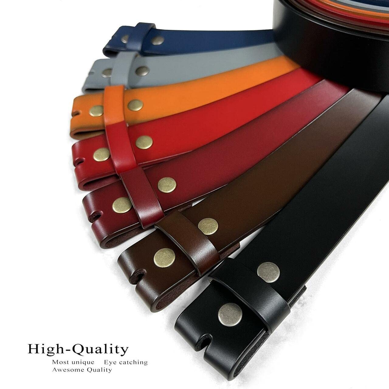 Men's Replacement Belt Strap Genuine Leather Plain Casual Belt Strap with Snaps 1-1/2"(38mm) Wide (Black, 36)