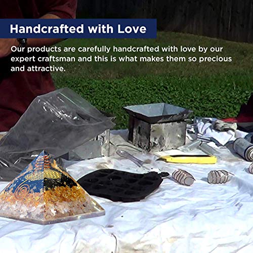 Orgonite Crystal Orgone Pyramid for Triple Health Protection with Black Tourmaline, Citrine and Rose Quartz β Positive Energy Generator for Healing, Wealth and Prosperity