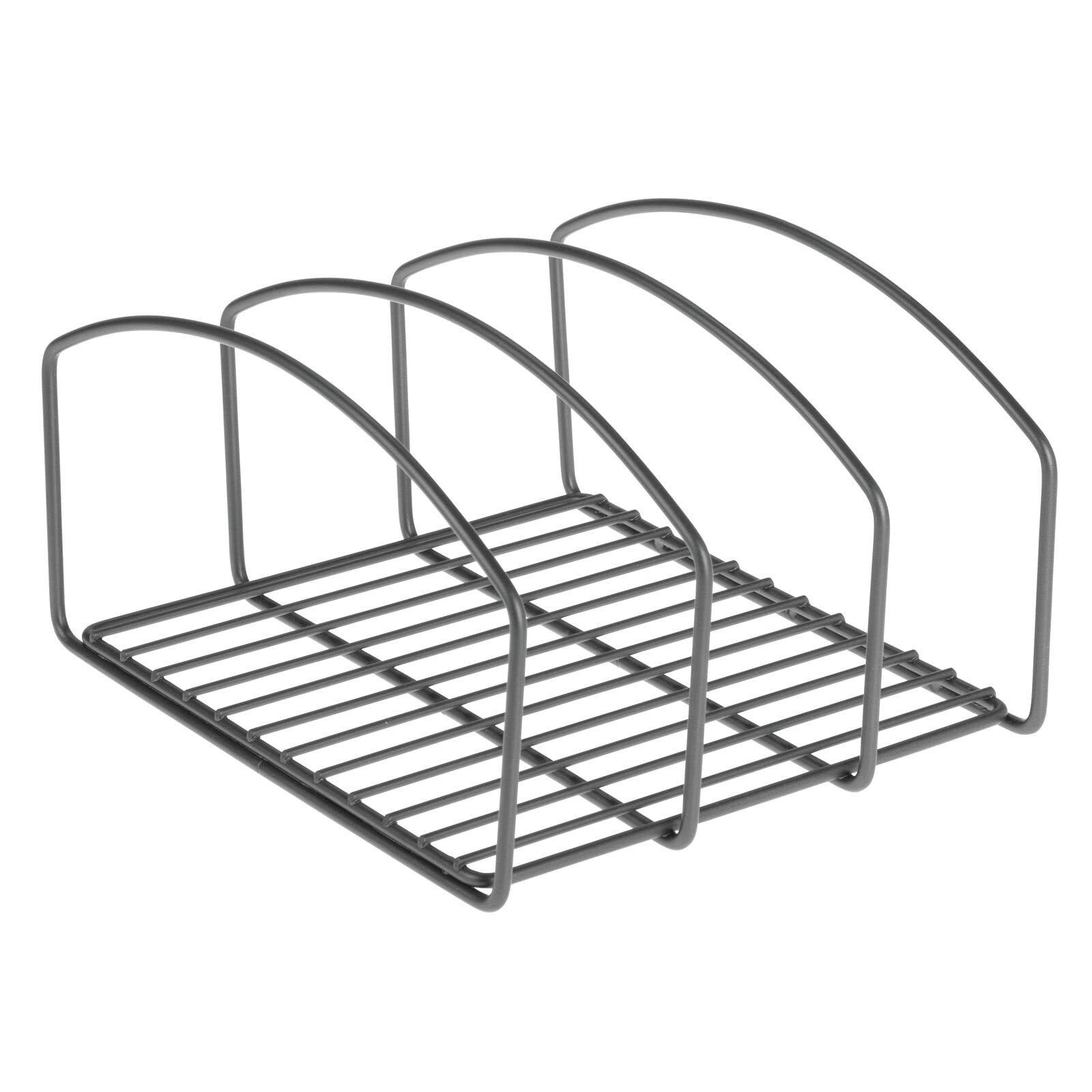 mDesign Steel Cookware Holder, Storage Organizer Rack with Three Slots for Kitchen Cabinet, Pantry, Holds Pans, Pots, Lids, Cookie Sheets, Cutting Boards - Concerto Collection - Graphite Gray