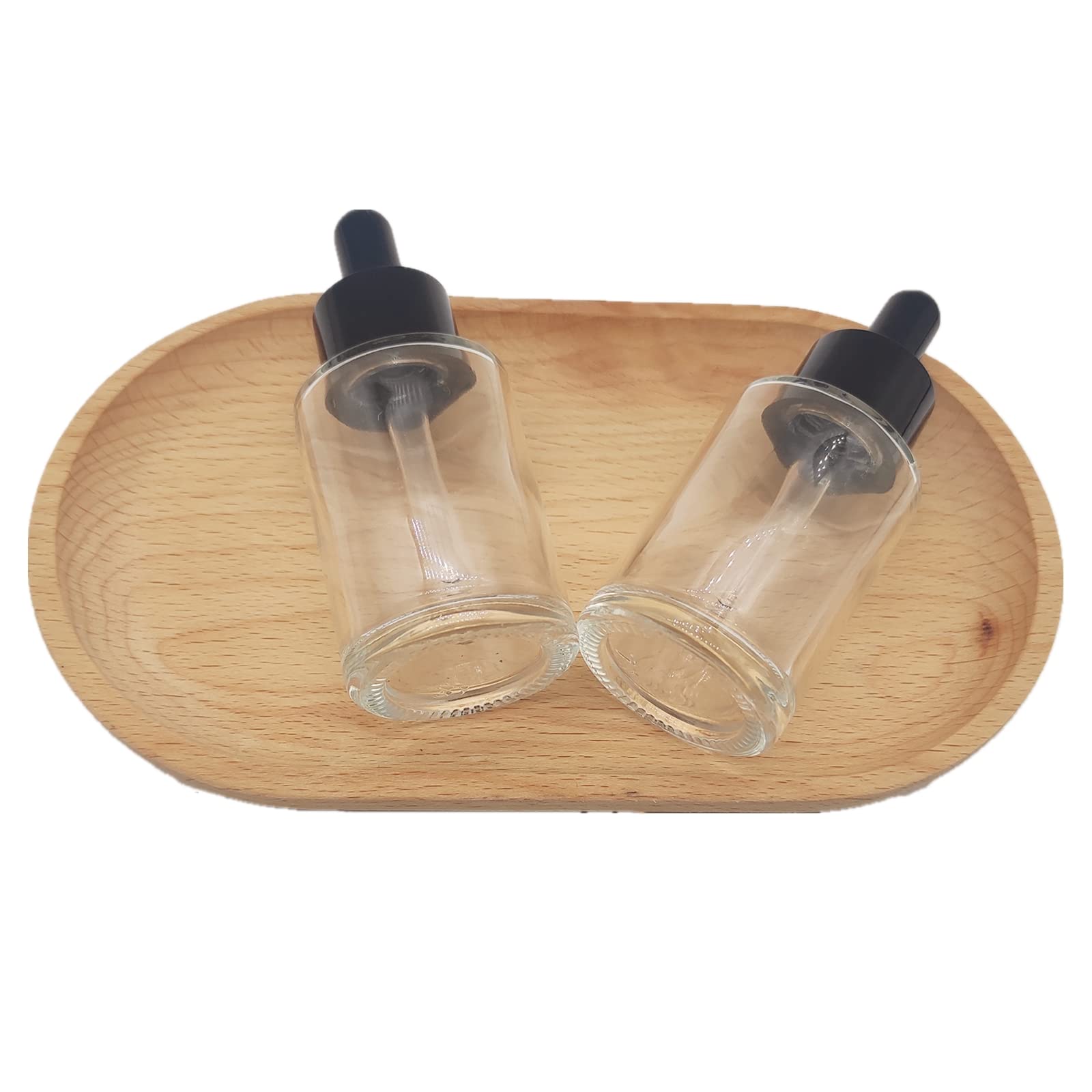PimyRcyi 1 oz Dropper Glass Bottle,Essential Oil Bottles with Dropper,30ml Serum Container Essence Vials Round(Clear,12PCS)