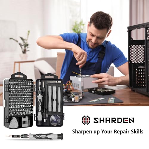 Precision Screwdriver Set, SHARDEN 122 in 1 Electronics Magnetic Repair Tool Kit with Case for Repair Computer, iPhone, PC, Cellphone, Laptop, Nintendo, PS4, Game Console, Watch, Glasses etc (Grey)