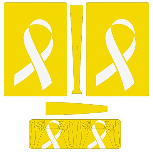 Ribbon Over Yellow World Childhood Full Protective Skin Cover Design Wrap Decal Sticker Compatible with PS5 Digital Edition Console and Controller