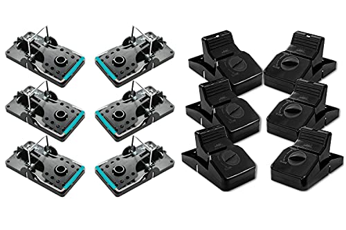 Rat and Mouse Traps and Large Pest Control Traps for Catching Mice – This Bundle has a set of 6 Large Snap Traps for Mice Chipmunks ‘N Squirrels with a Set of 6 Large Reusable Rat Trapping for Mice Ch