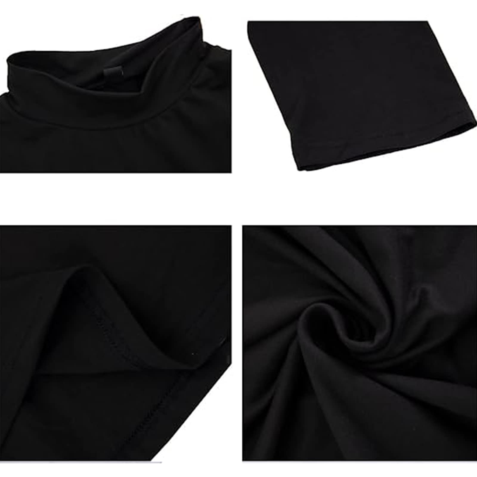 Men's Slim Fit Basic Top Mock Turtleneck Knitted Thermal Undershirts Long Sleeve Lightweight Pullover Sweater Black