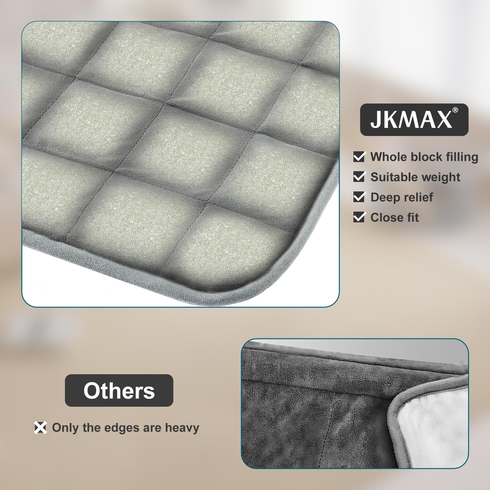 JKMAX Weighted Heating Pad XL - 2.4lb Electric Heating Pads for Back Pain Relief Cramps with 10 Heating Settings|6 Auto Shut Off - Fast Heat Dry & Moist Therapy Options 12x24 Heat Pad Washable (Grey)