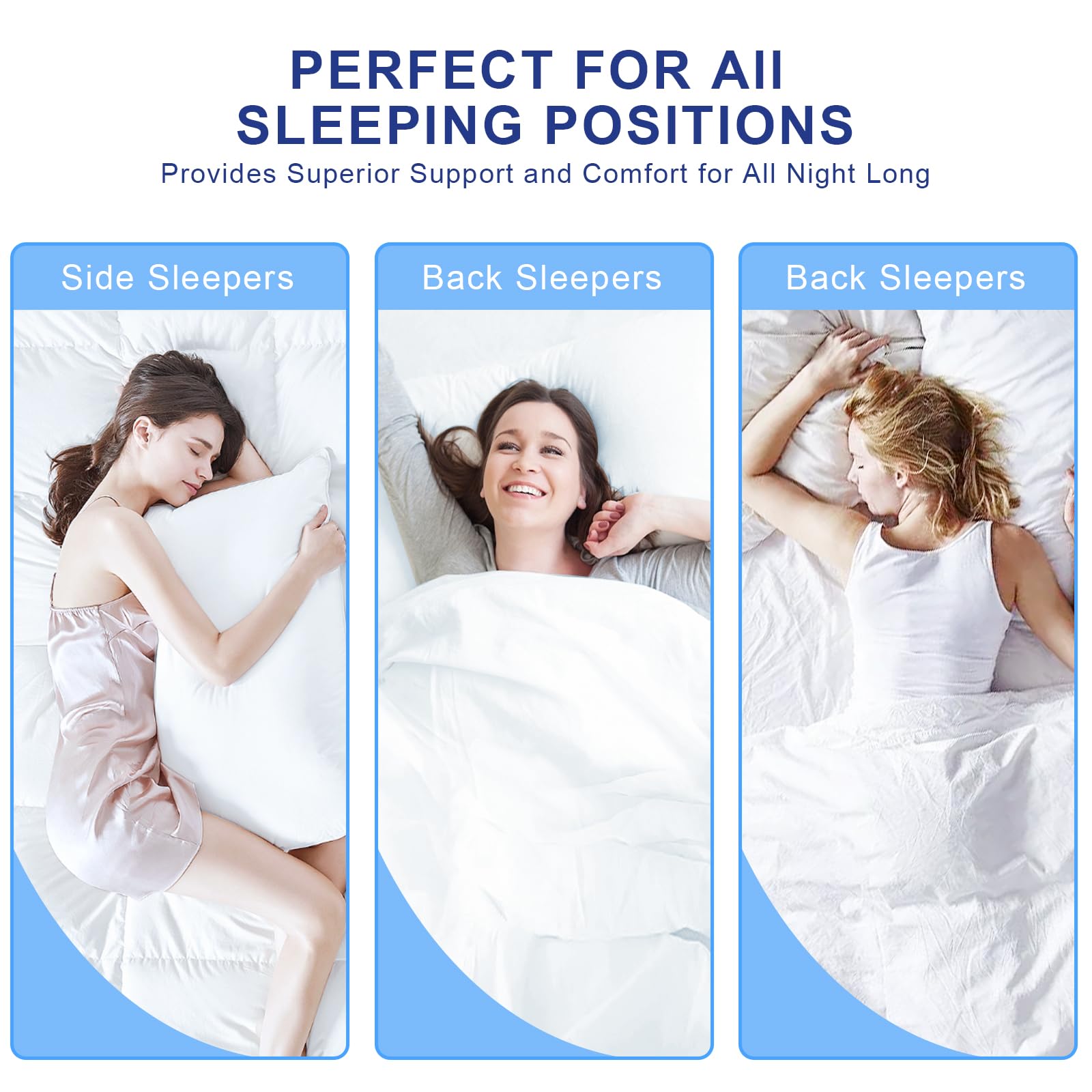 HUXMEYSON Pillows Queen Size Set of 2 for Sleeping - Cooling Down Alternative Bed Pillow for Back, Stomach or Side Sleepers, Hotel Collection Pillows, 20 x 30 Inches