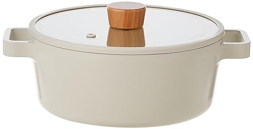 NEOFLAM FIKA Stock Pot for Stovetops and Induction | Wood Handle and Glass Lid | Made in Korea (8.5" / 2.7 qt)