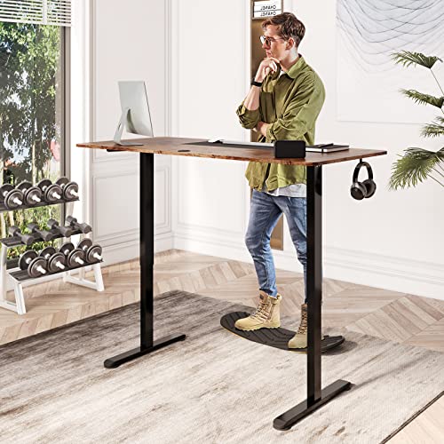 Tangkula 55 x 28 Inch Large Electric Standing Desk, Height Adjustable Sit to Stand Desk with Powerful Motor & Anti-Collision Design, Ergonomic Stand Up Workstation with Metal Frame, Home Office Desk