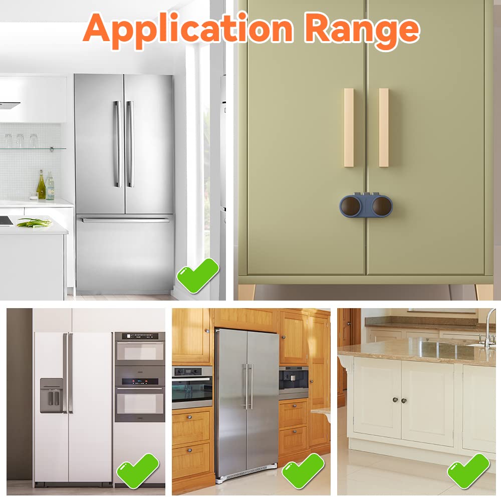 SAFELON 1 PC Baby Safety French Fridge Door Lock, Refrigerator Lock Cabinet Locks for Childproof. Quick Install and no Tools or Drill Needed (White)