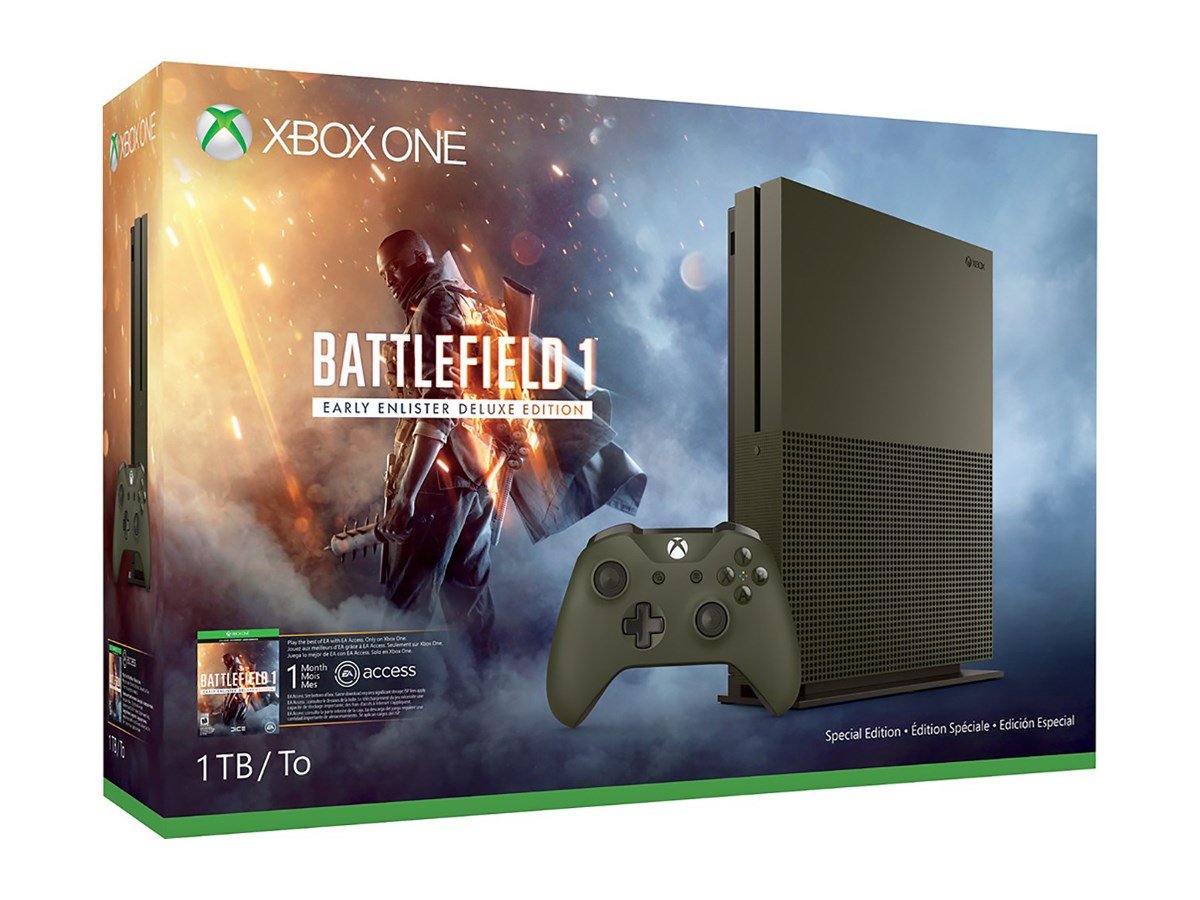 Microsoft Xbox One S 1TB Battlefield 1 Special Edition Console Bundle - Military Green