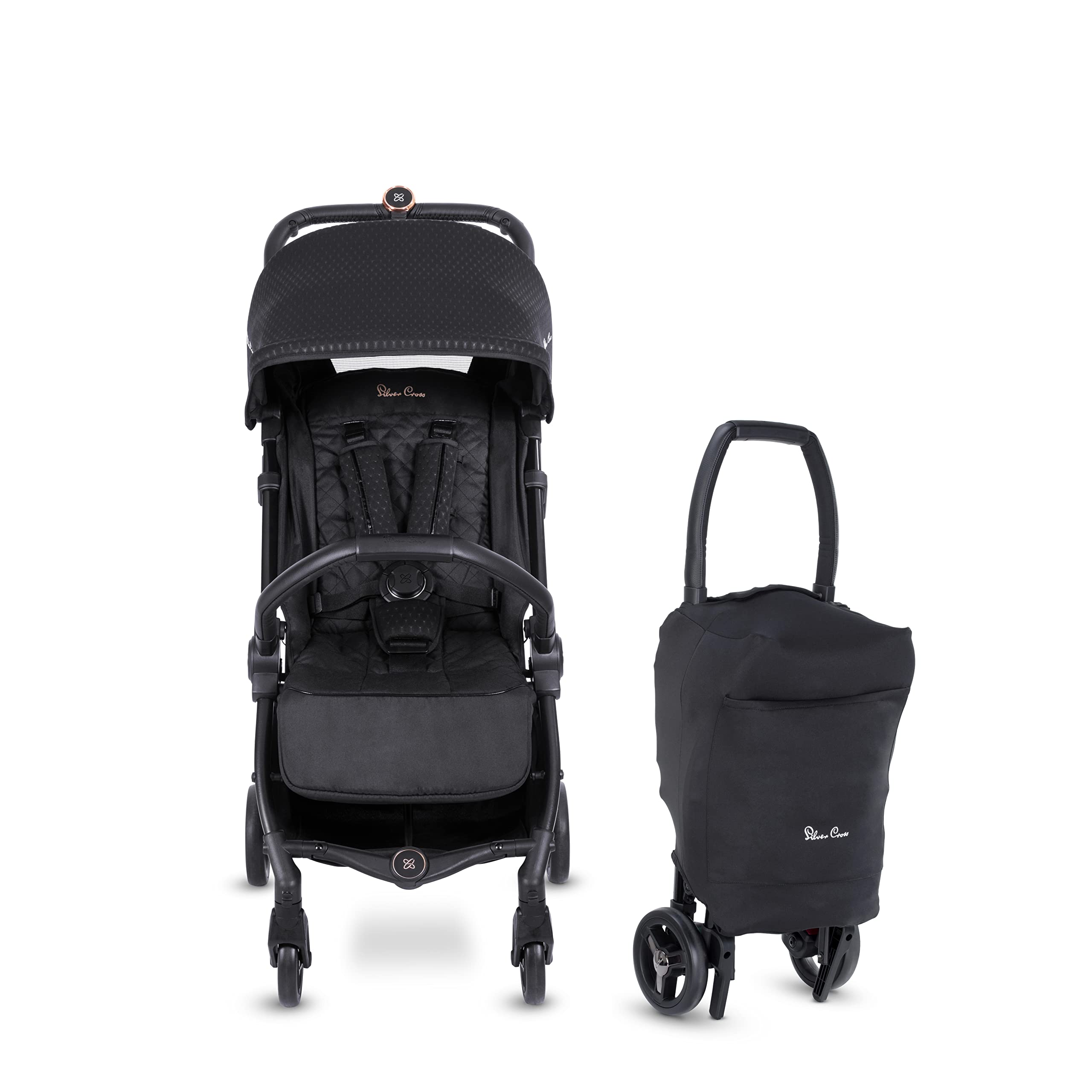Silver Cross Jet Series - Full Size TSA Approved Infant & Toddler Stroller - Lightweight, Compact & Easy to Fold, with All-Terrain Wheels and One-Handed Recline (Eclipse, Jet-3)