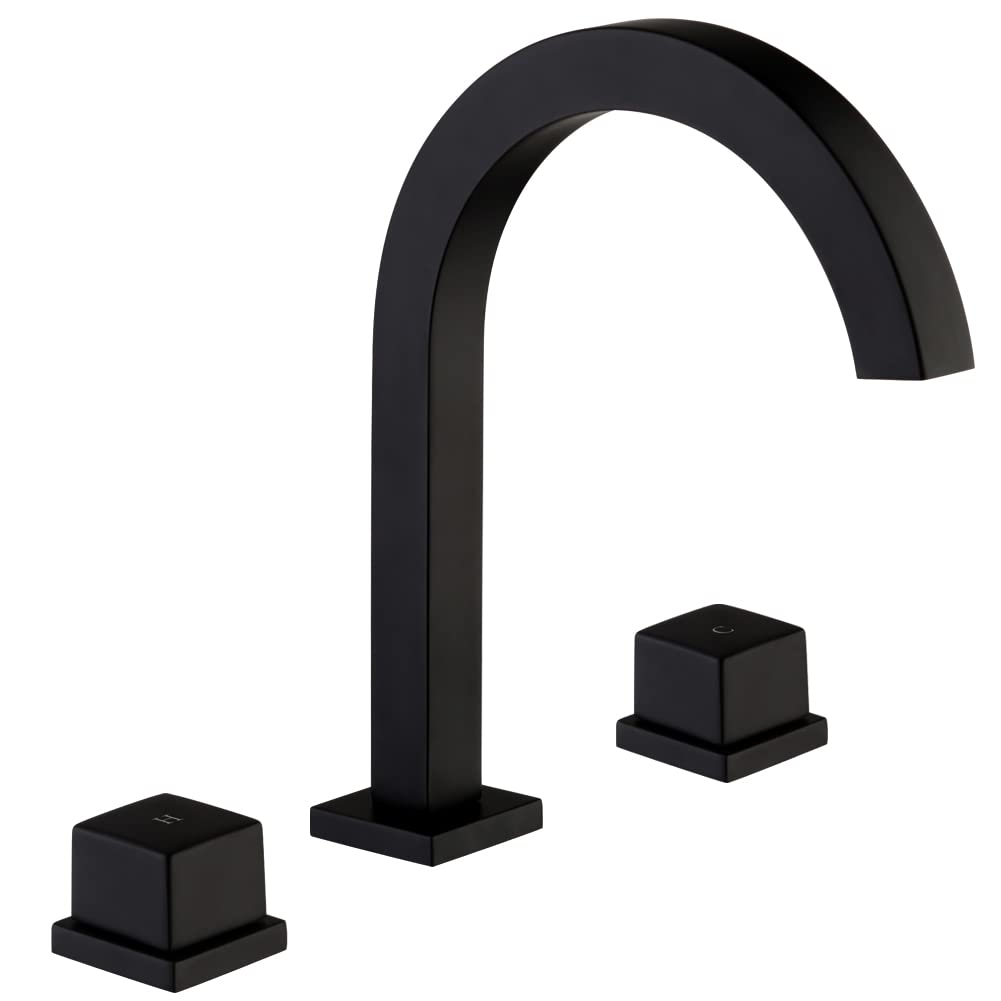 POP SANITARYWARE 2-Handle 8 Inch Matte Black Widespread Bathroom Faucet 3 Hole Bathroom Sink Faucets Lavatory Vanity Basin Faucets