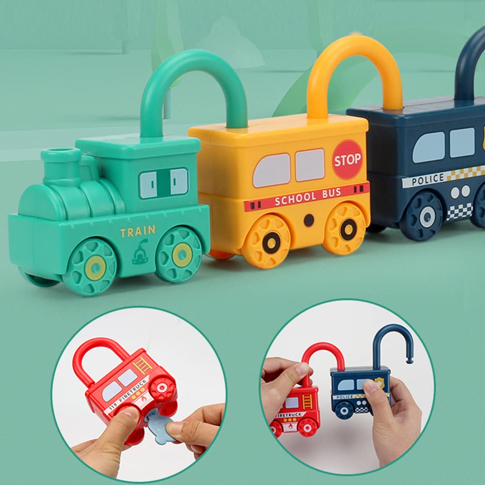 miYou Kids Matching Locks Game Toy with Keys Numbers Matching Early Preschool Educational Toys Train